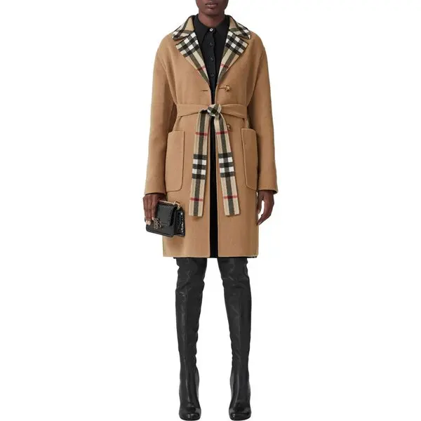 Burberry Reversible Check Wool Coat - Archive Beige Chk